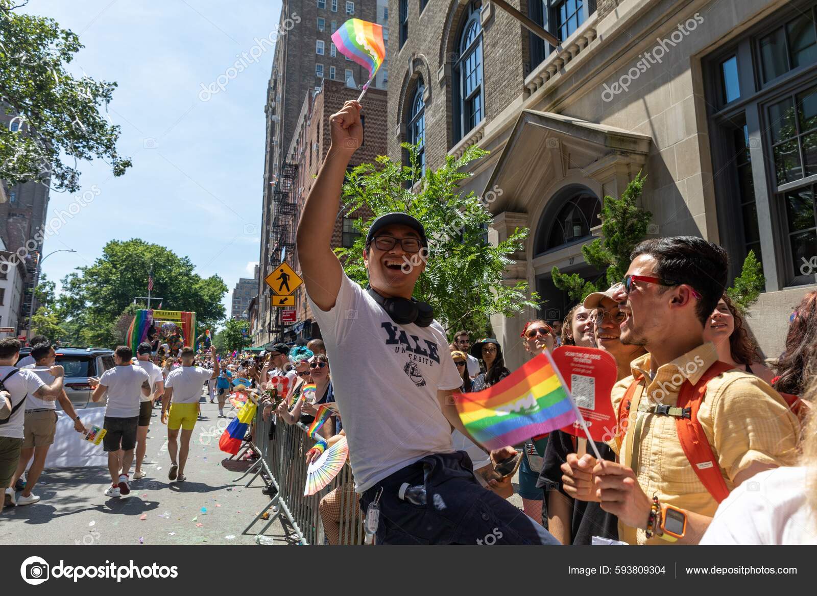 Cheerful People Walking Pride Parade New York City June 26Th — Stock ...
