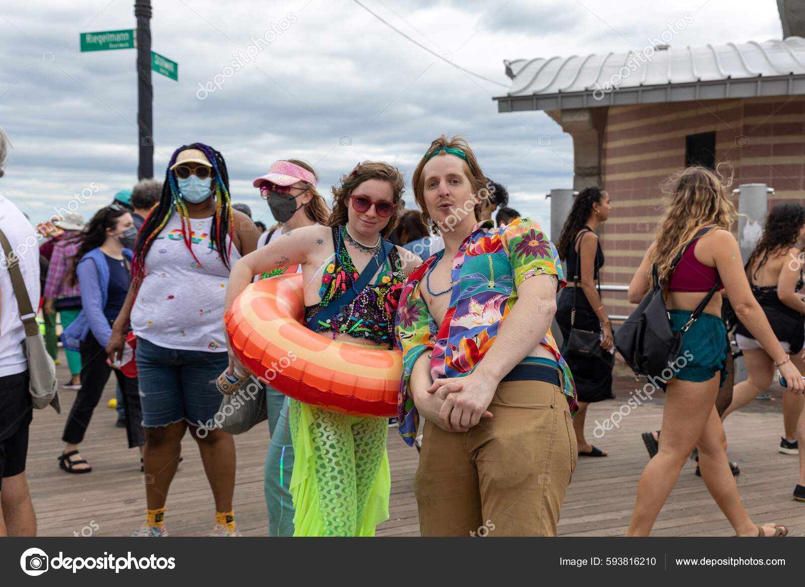 Large Crowds People Streets Brooklyn Celebrating 40Th Coney Island ...