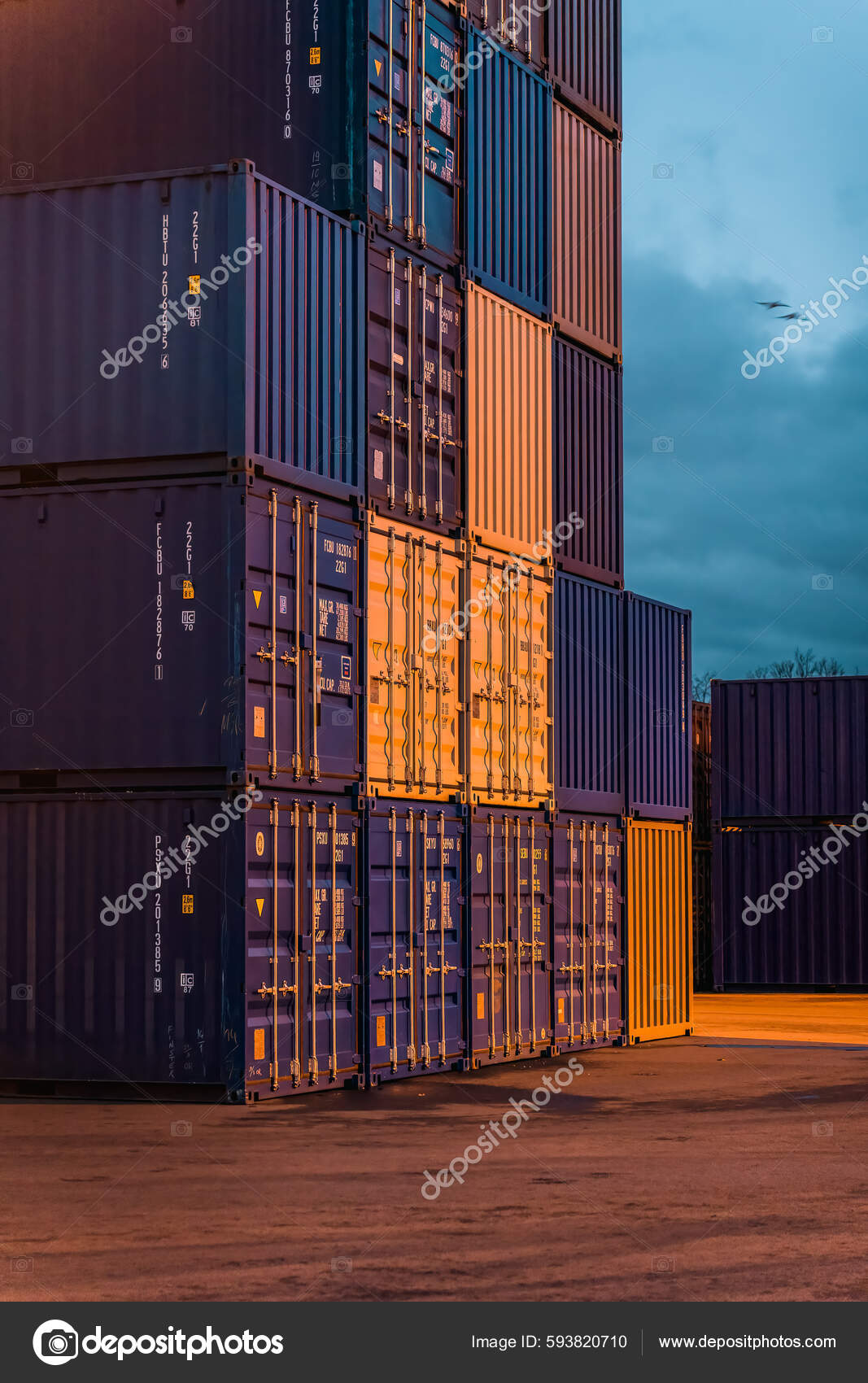 Vertical Shot Cargo Containers Port Night — Stock Photo © wirestock ...