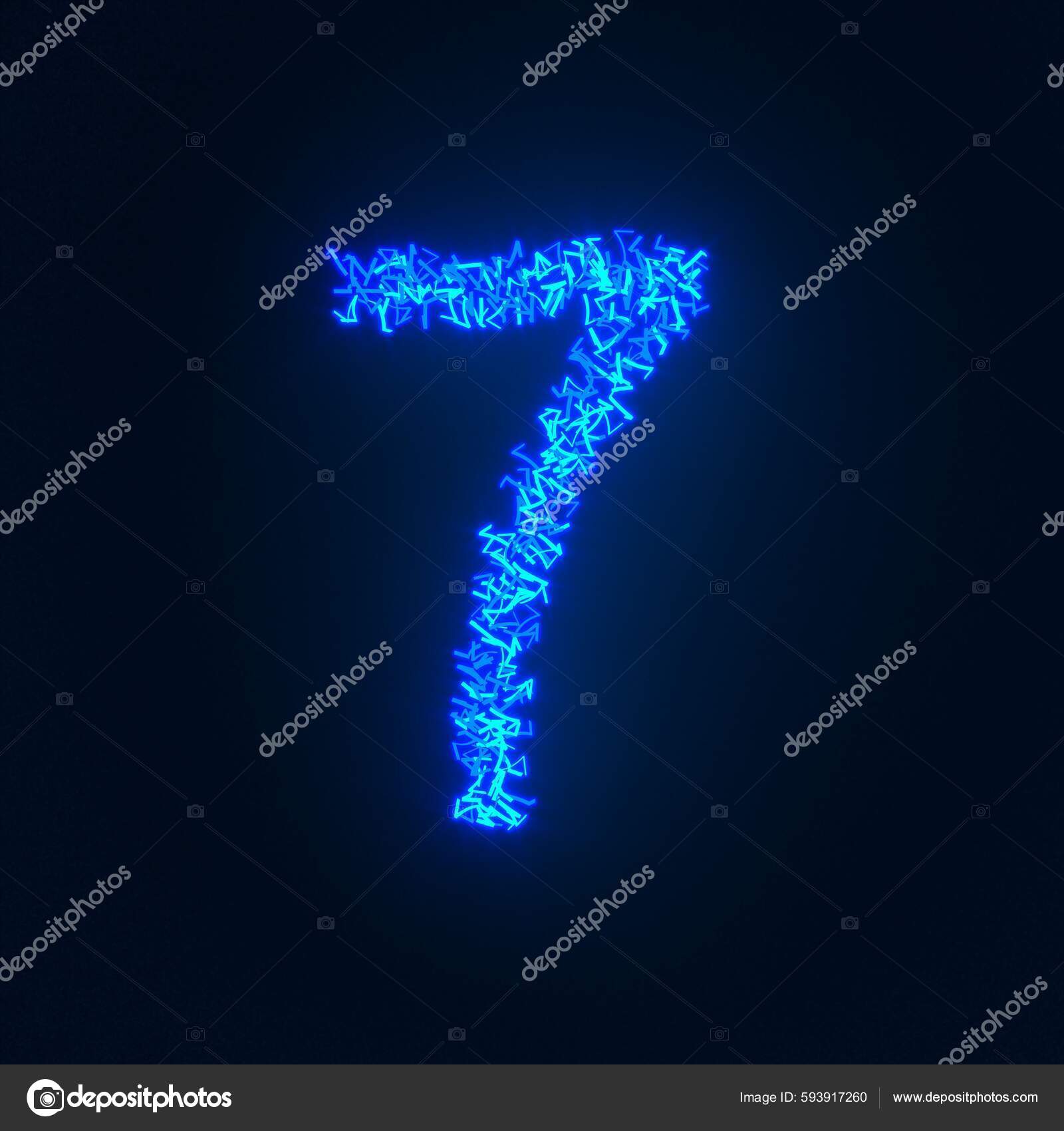 Scattered Blue Neon Character Isolated Black Background — Stock Photo ...