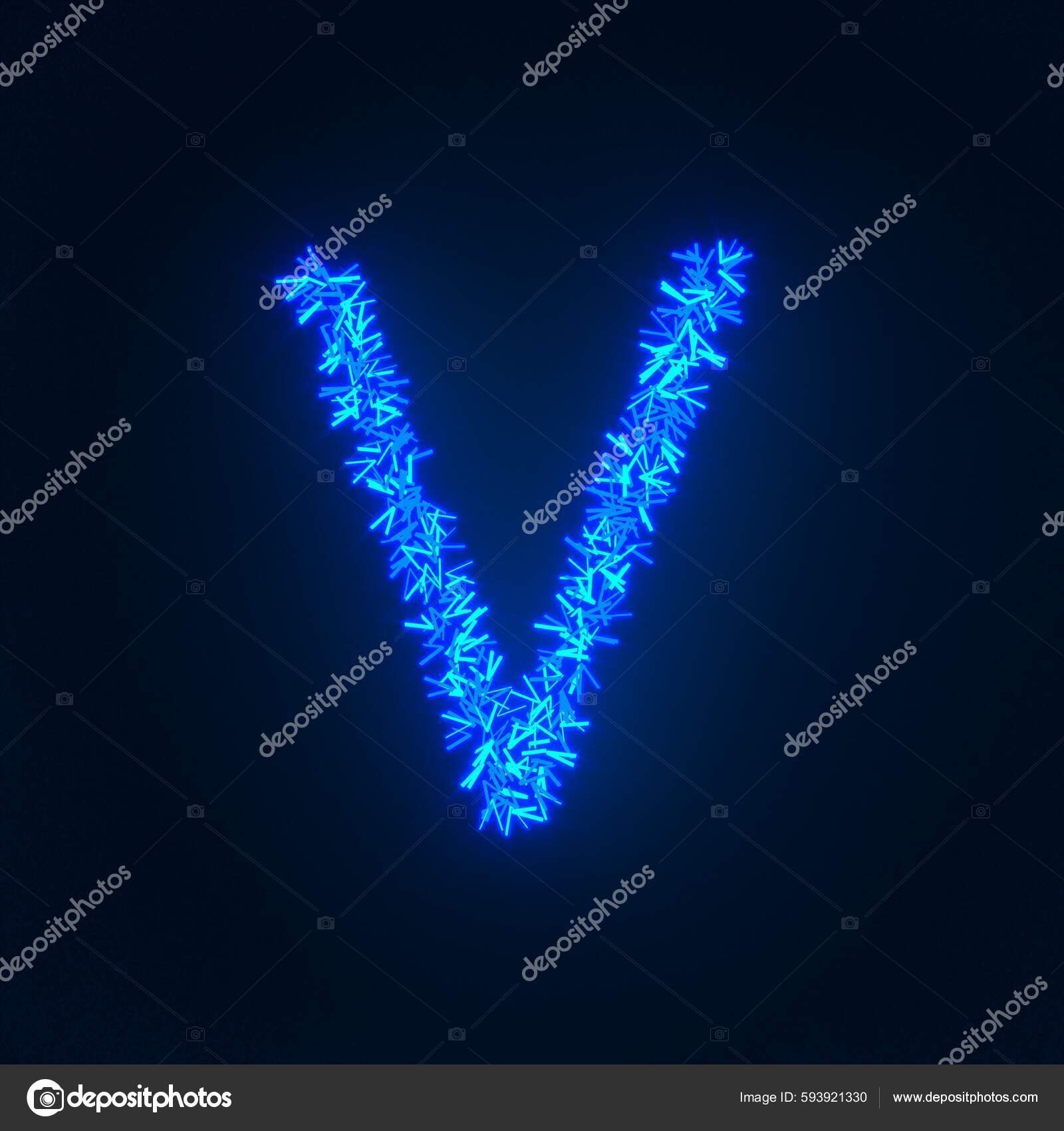 Scattered Blue Neon Character Isolated Black Background — Stock Photo ...