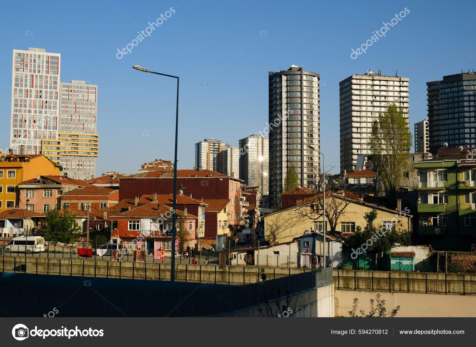 Low Angle View Luxury Residences Slums Urban Transformation Area ...