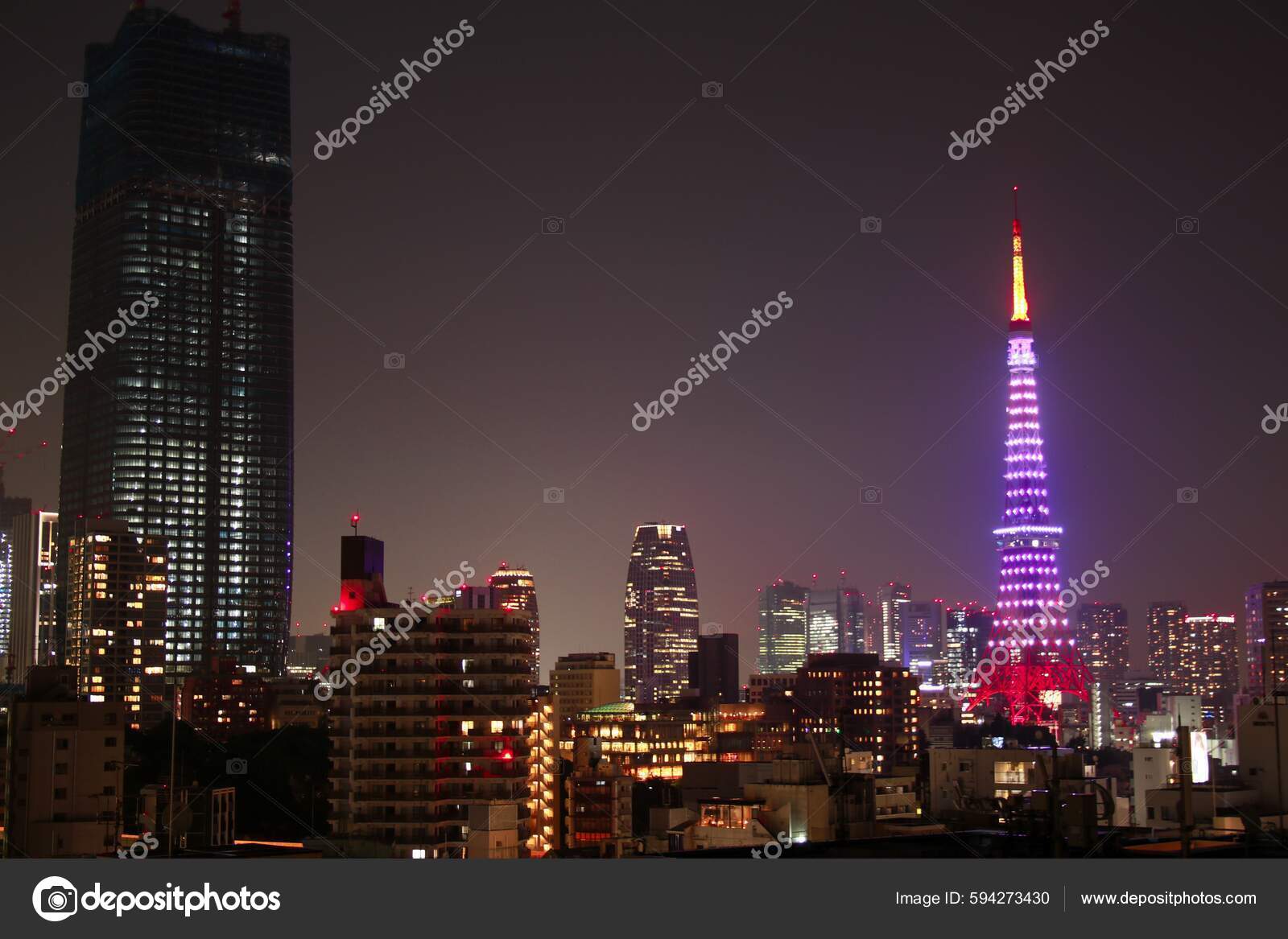 Beautiful Shot Tokyo Tower Illuminated Night Japan — Stock Photo © wirestock_creators #594273430