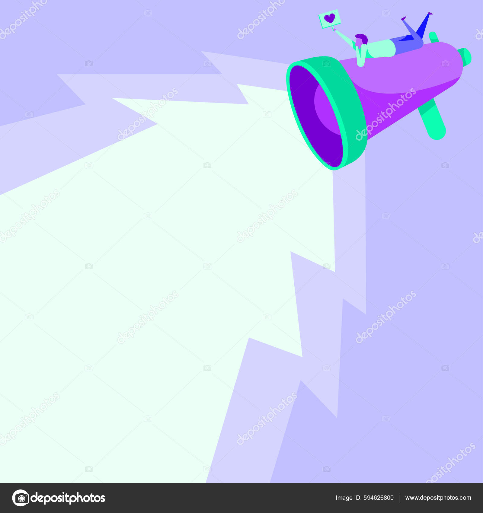 Man Lying Big Megaphone Announcing Lovely Message Stock Vector by ...