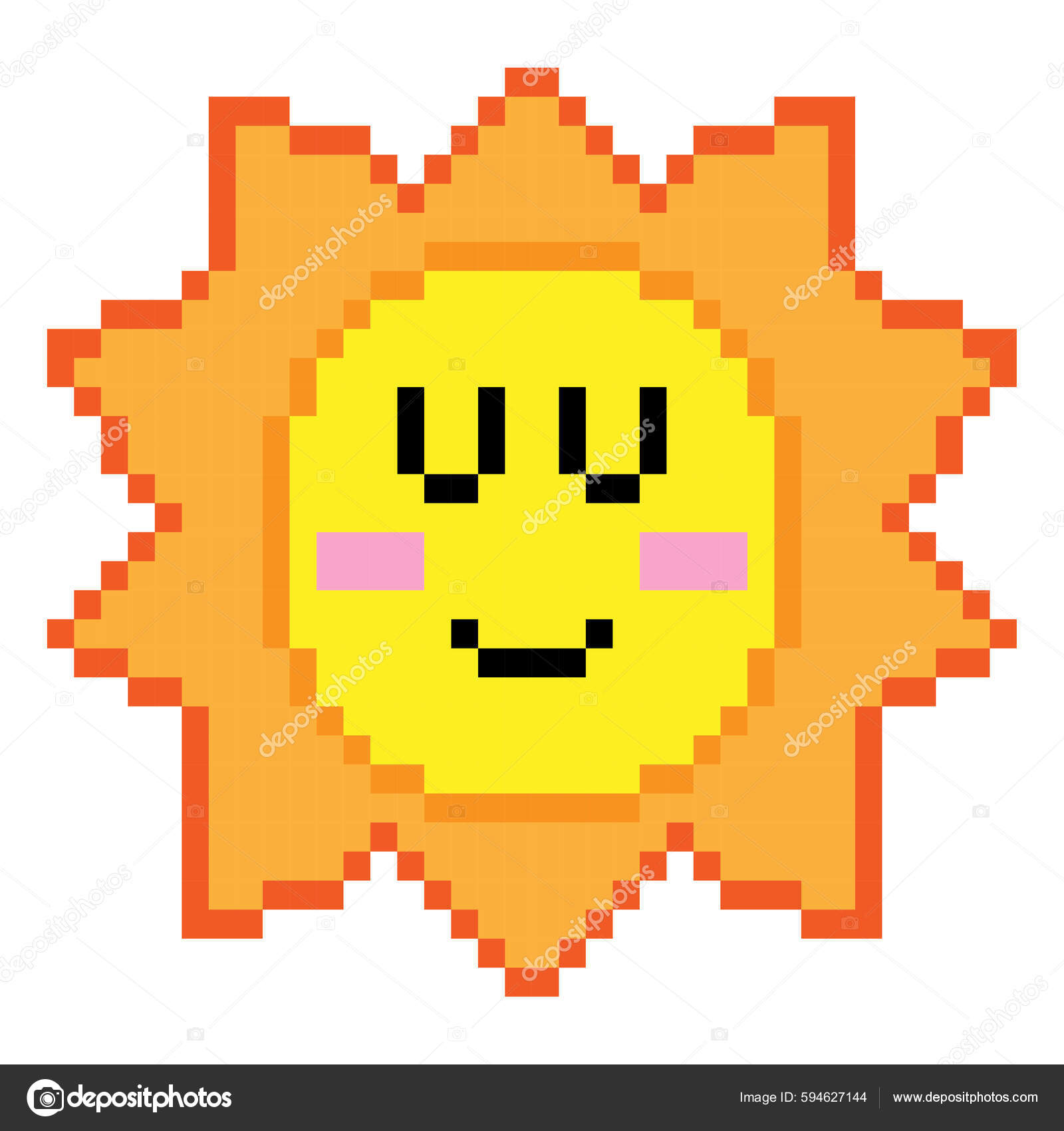 Sun Pixel Art Vector Illustration Sun Image Clip Art Stock Vector by ...