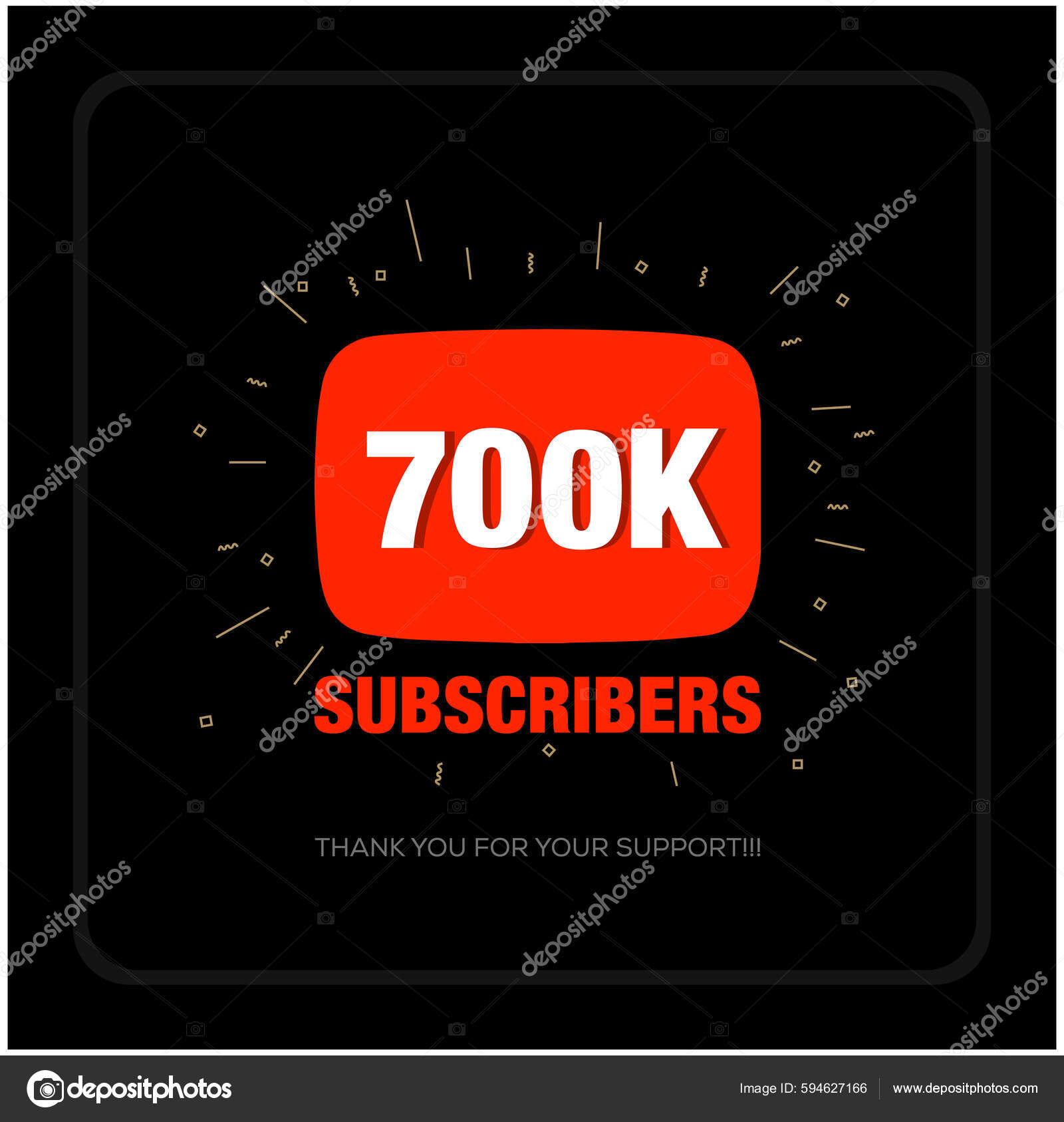 Red 700K Subscribers Logo Isolated Dark Background Stock Vector by ...