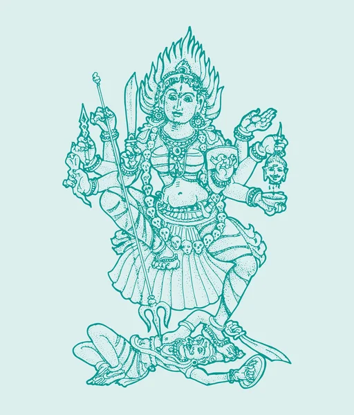 Illustration Durga Goddess Indian Religion Green Background Stock ...