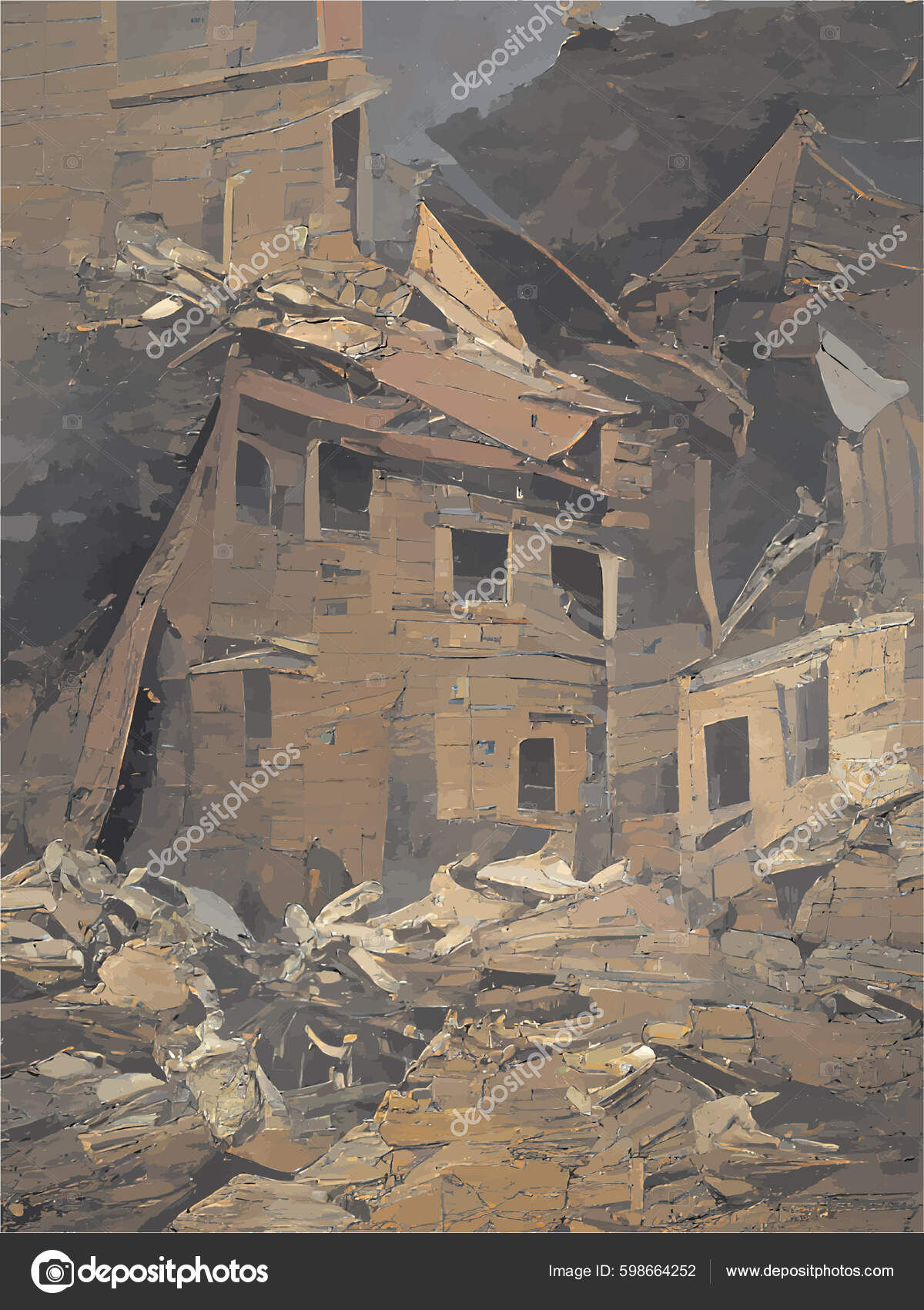 Painting Old Destroyed House Stock Vector by ©wirestock_creators 598664252