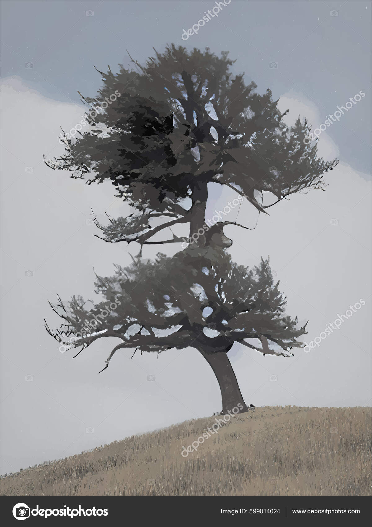 Tree Hill Sky Stock Vector by ©wirestock_creators 599014024