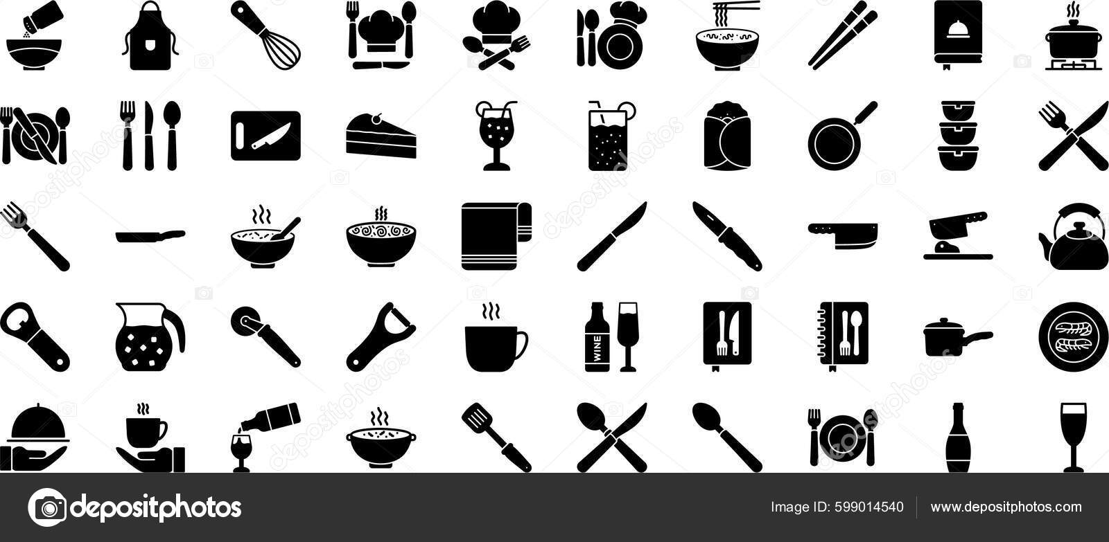 Black Kitchen Icons White Background Stock Vector by ©wirestock ...