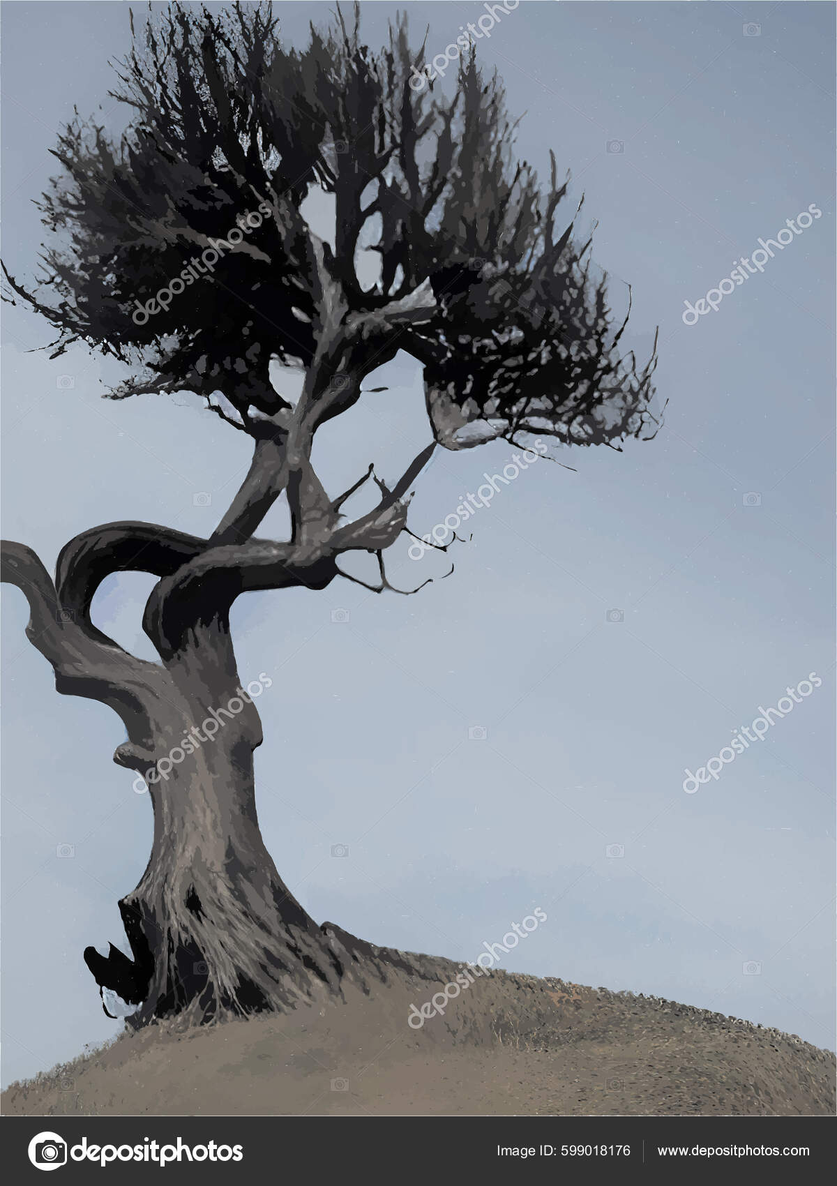 Tree Hill Sky Stock Vector by ©wirestock_creators 599018176