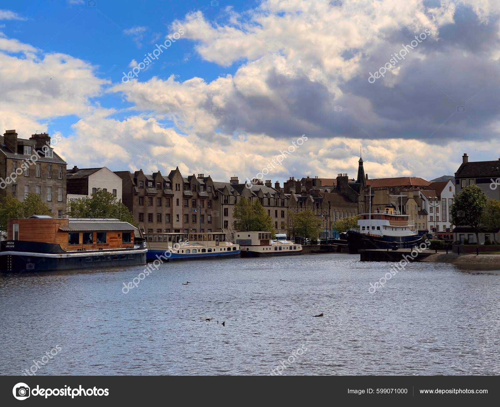 Beautiful Shot Barges Water Leith Port Edinburgh Largest Enclosed ...
