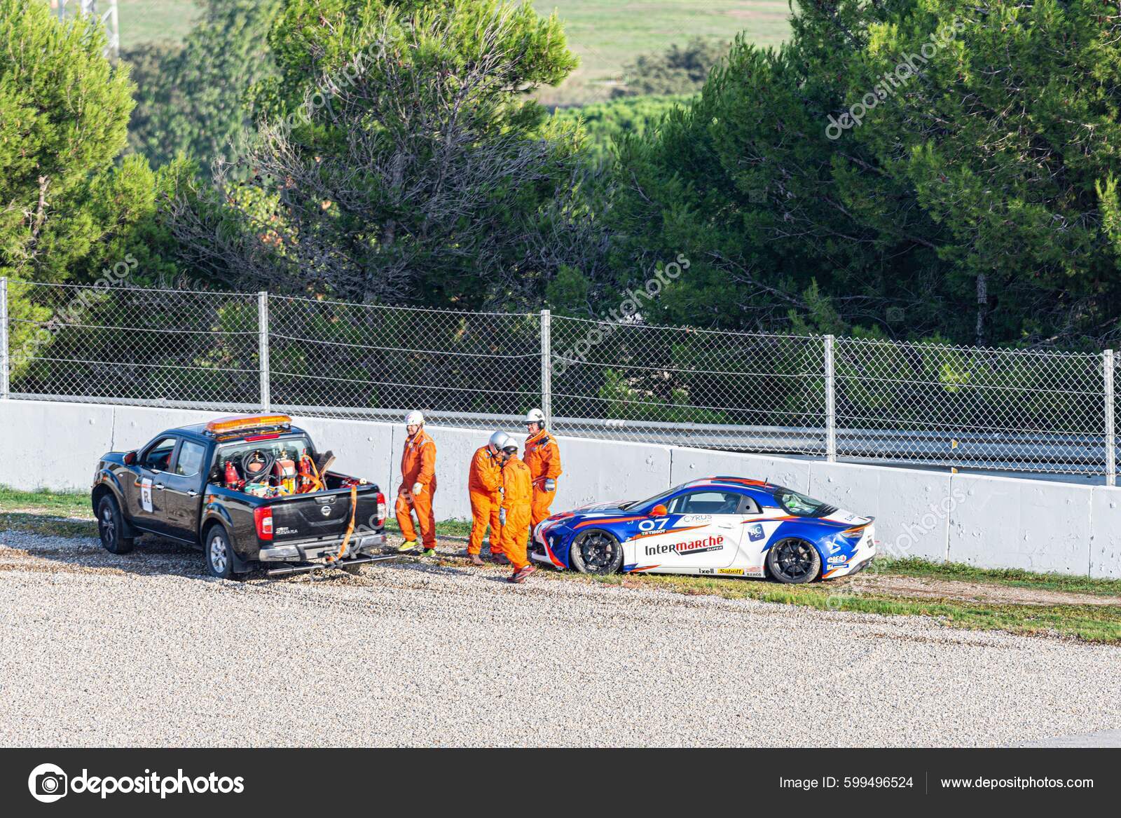 Car Towing Racing Car Has Gone Track — Stock Editorial Photo ...