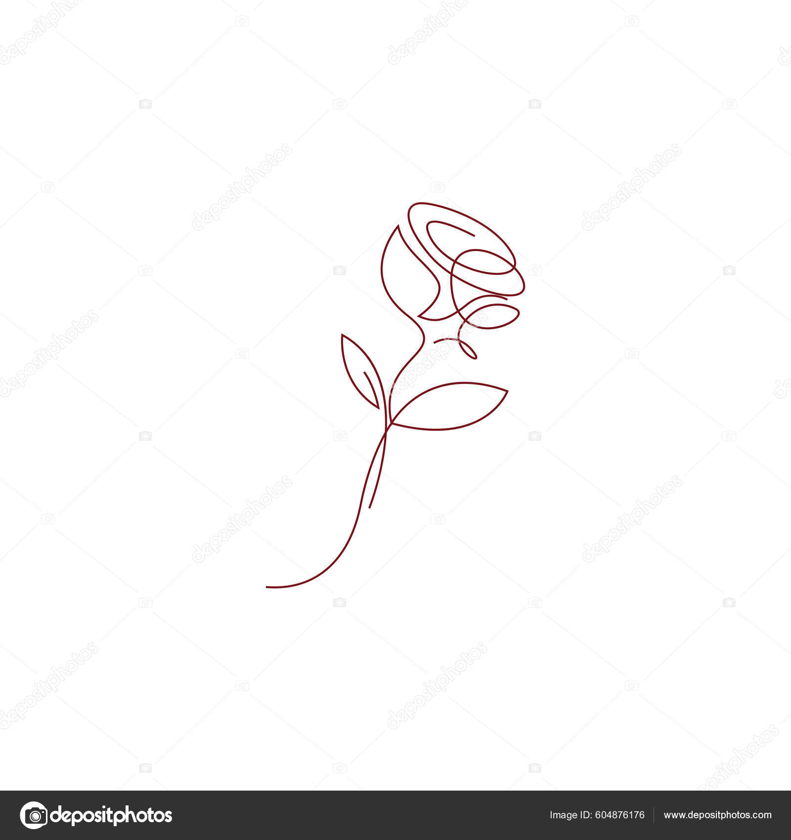Red Rose Line Art Design Illustration Stock Vector By ©wirestock