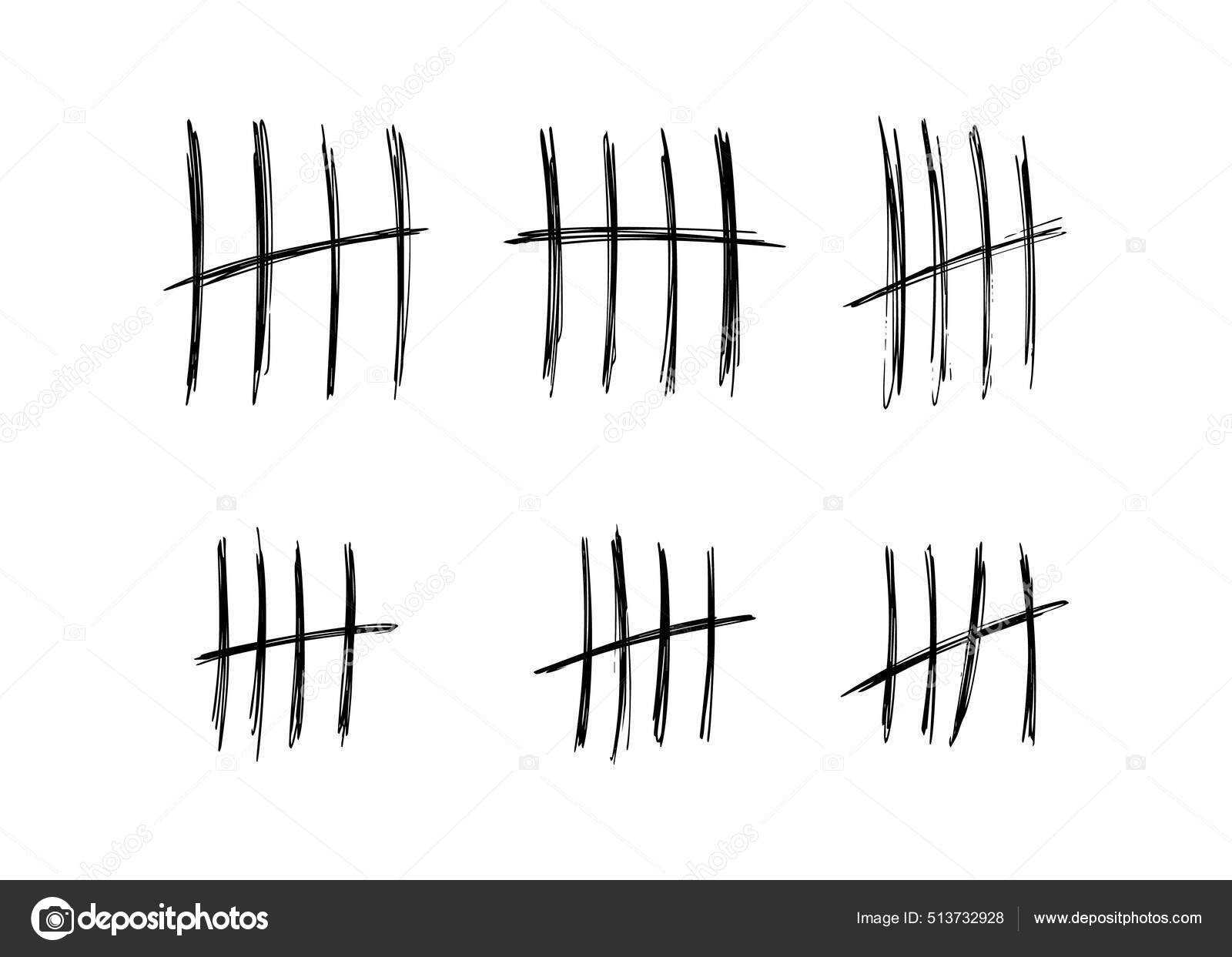 Tally Marks White Background Set Black Hand Drawn Prison Symbols Stock ...