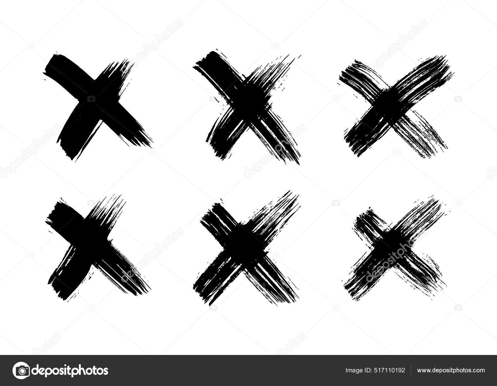 Hand Drawn Cross Symbol Set Six Black Sketch Cross Symbols Stock Vector ...