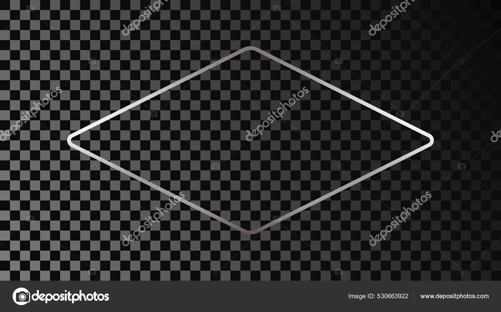 Silver Glowing Rounded Rhombus Shape Frame Isolated Dark Transparent ...