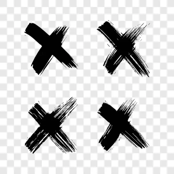 Hand Drawn Cross Symbol Set Four Black Sketch Cross Symbols Stock ...