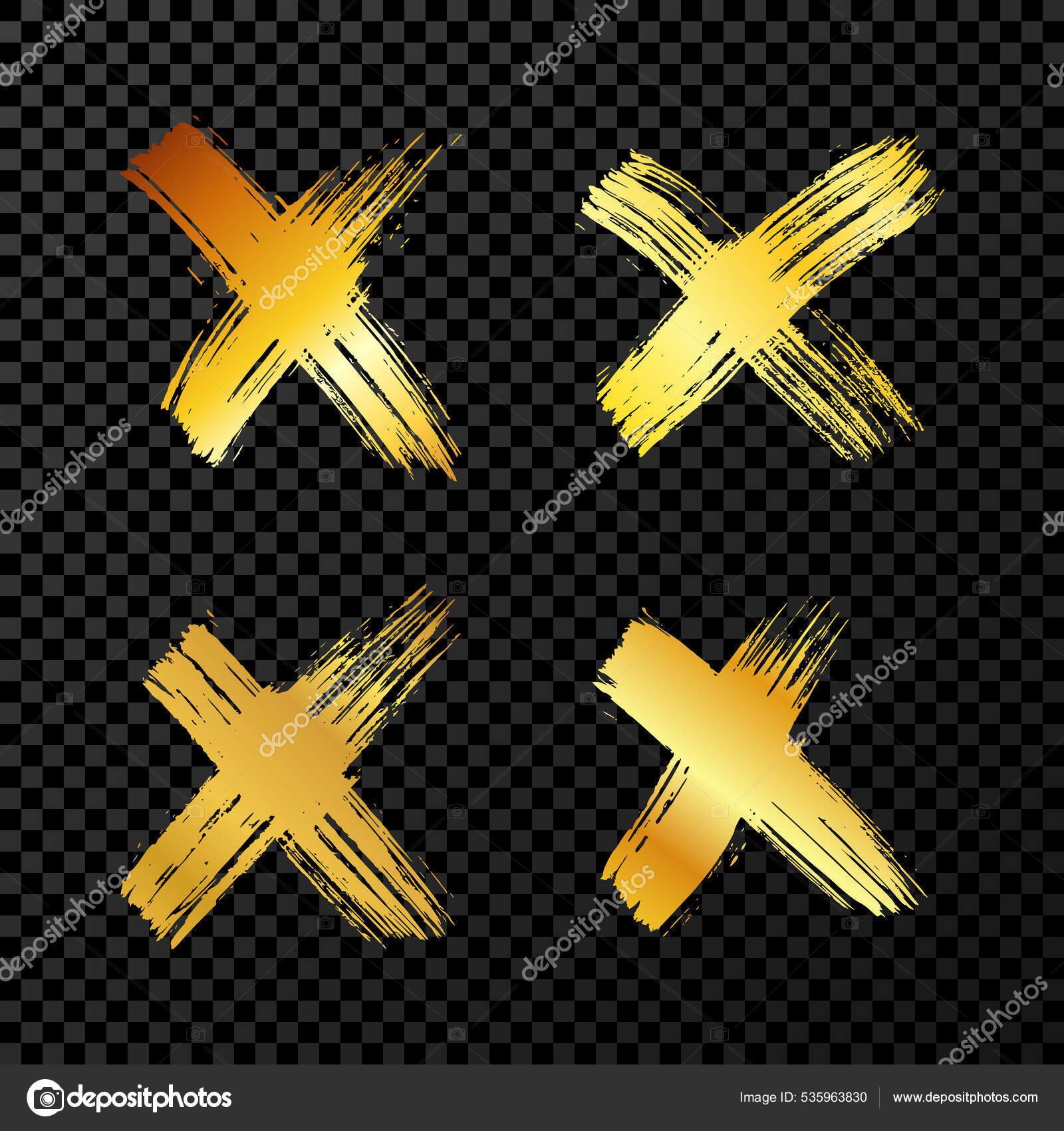 Hand Drawn Cross Symbol Set Four Gold Sketch Cross Symbols Stock Vector ...