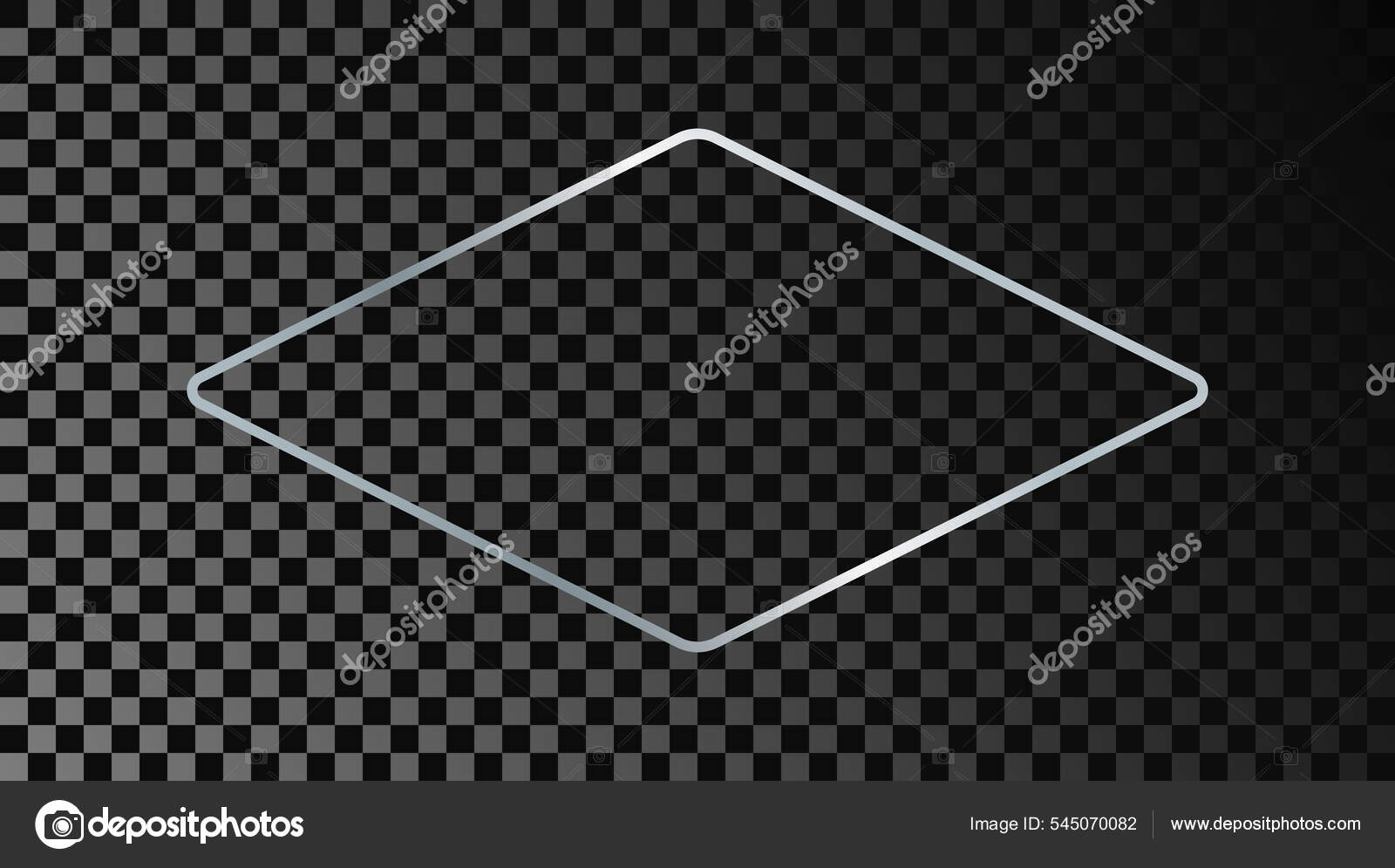 Silver Glowing Rounded Rhombus Shape Frame Isolated Dark Transparent ...