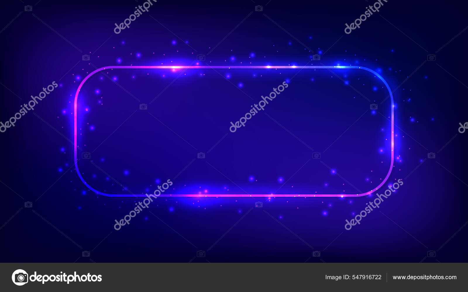 Neon Rounded Rectangular Frame Shining Effects Sparkles Dark Background Empty Stock Vector by ...