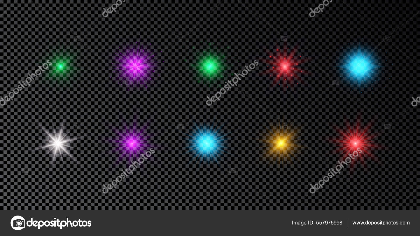 Light Effect Lens Flares Set Multicolor Glowing Lights Starburst ...