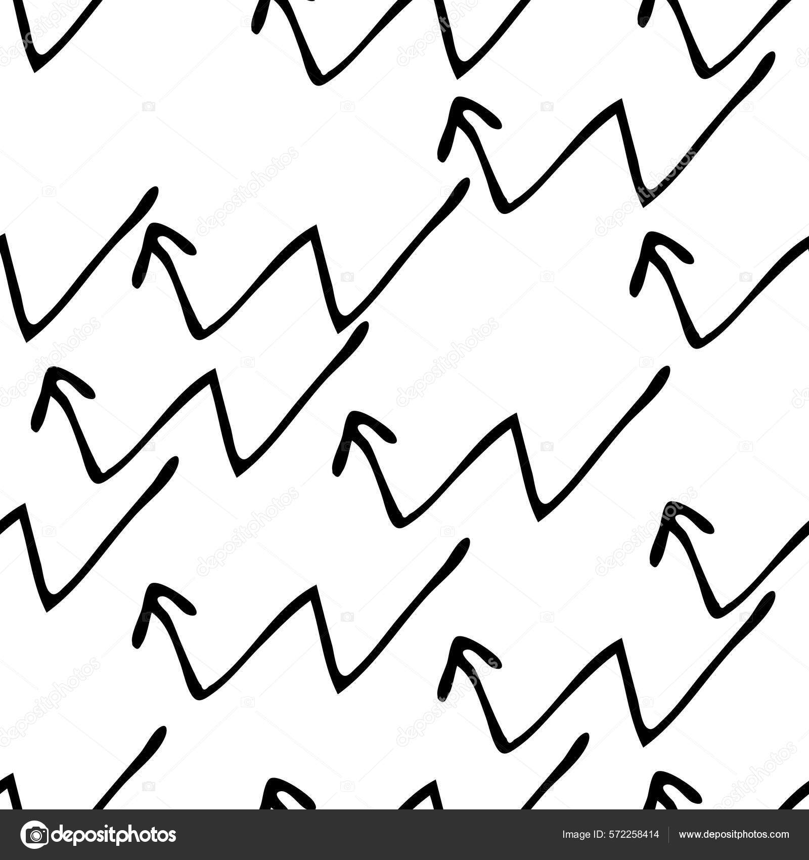 Seamless Pattern Black Hand Drawn Doodle Arrows White Background ...