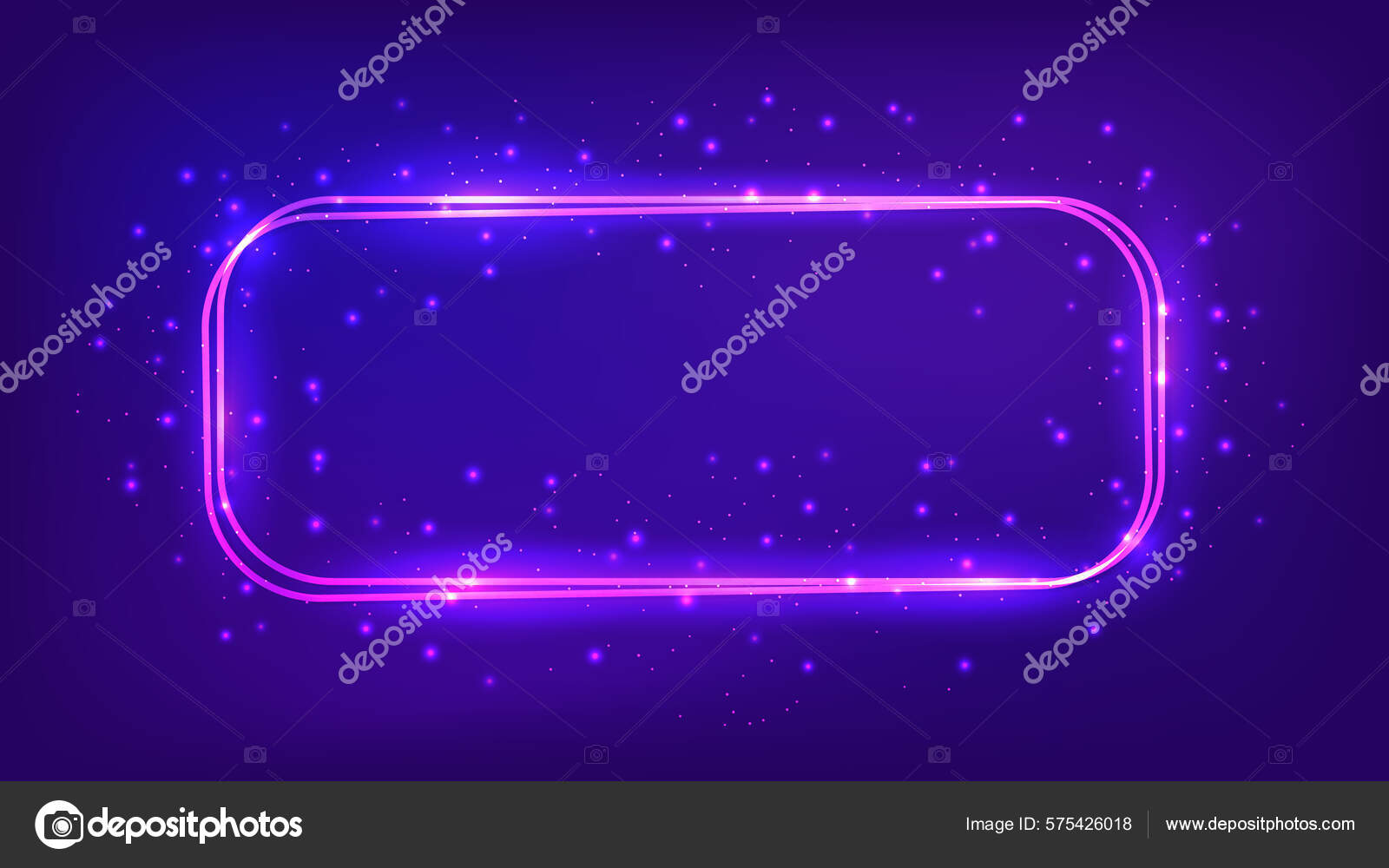 Neon Double Rounded Rectangular Frame Shining Effects Sparkles Dark ...