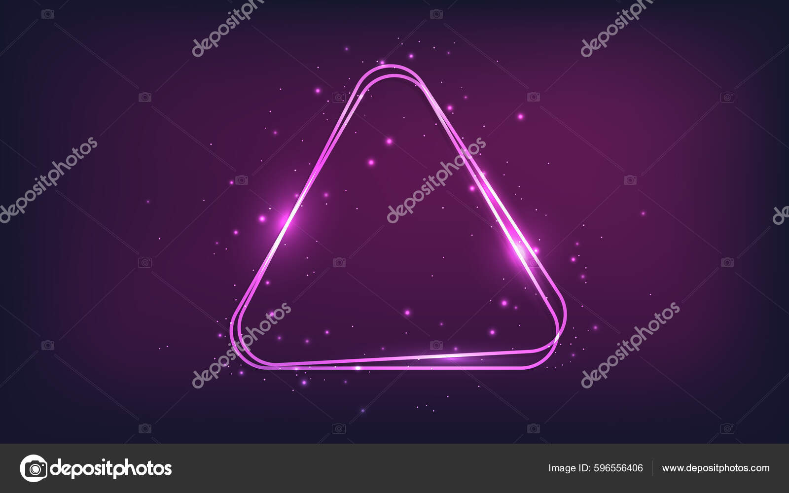 Marco Triángulo Redondeado Neón Con Efectos Brillantes Destellos Sobre ...