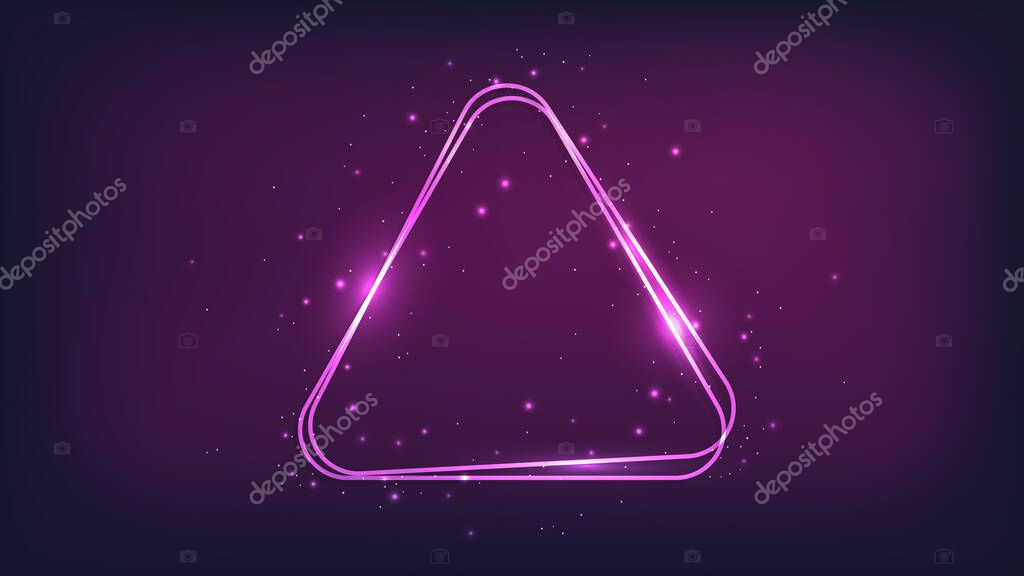 Marco Triángulo Redondeado Neón Con Efectos Brillantes Destellos Sobre ...