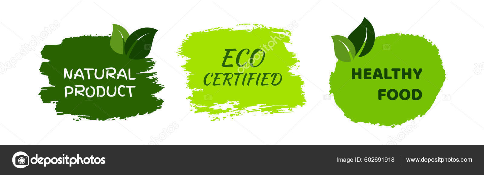 Green Natural Bio Labels Set Three Green Organic Bio Eco Stock Vector ...