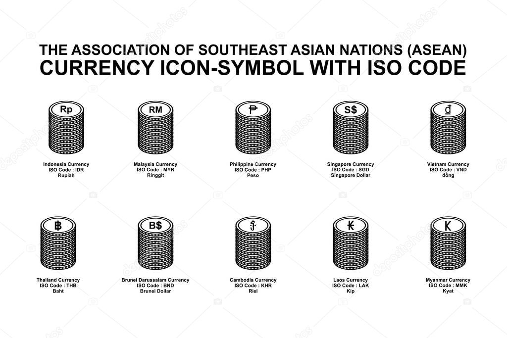 The Association of Southeast Asian Nations (ASEAN) Currency Icon-Symbol ...