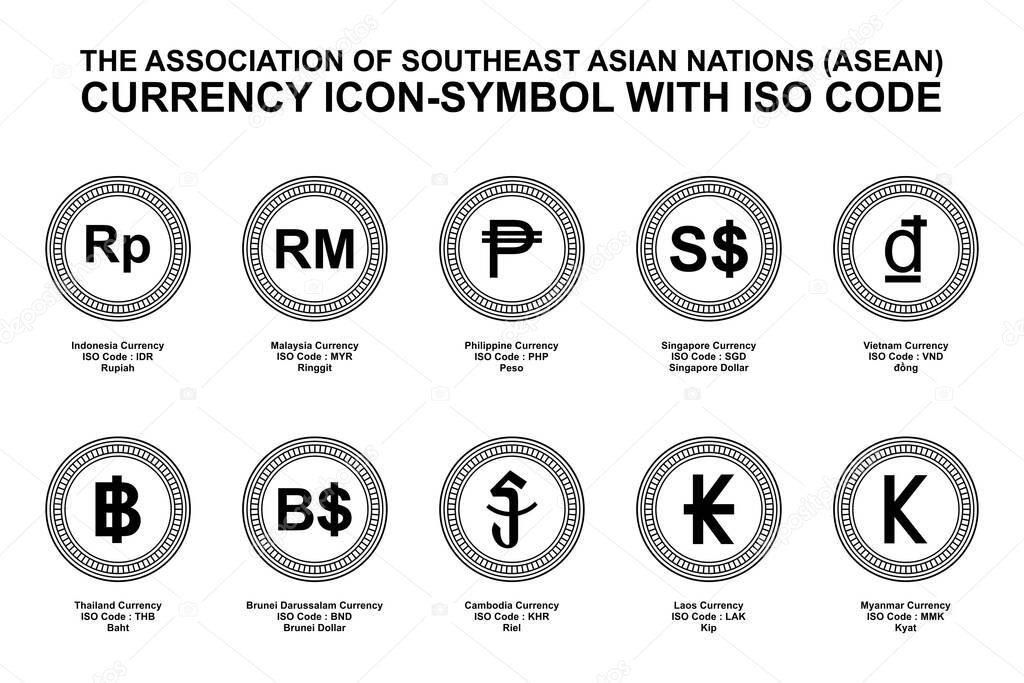The Association of Southeast Asian Nations (ASEAN) Currency Icon-Symbol ...