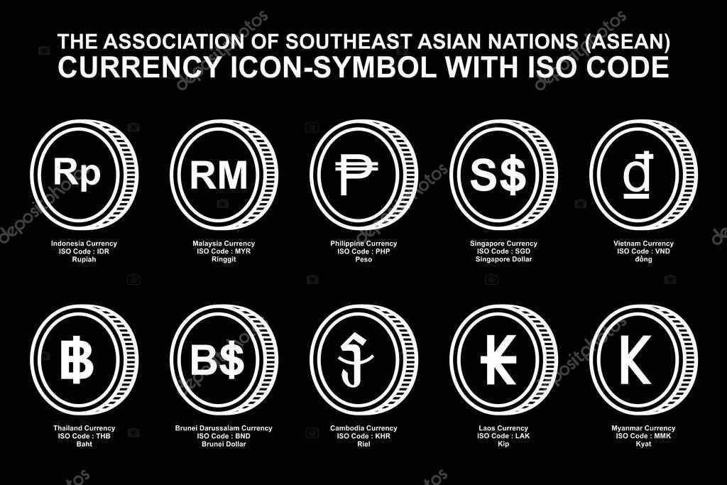The Association of Southeast Asian Nations (ASEAN) Currency Icon-Symbol ...
