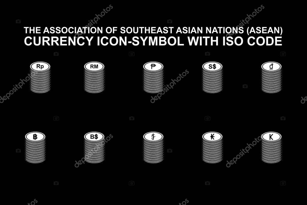 The Association of Southeast Asian Nations (ASEAN) Currency Icon-Symbol ...