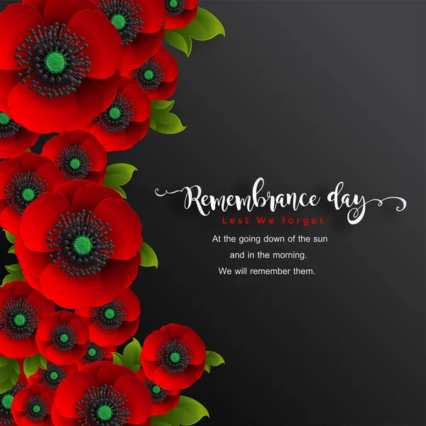 Anzac Day Vector Poster Lest Forget Nice Red Poppy Flower Stock Vector ...