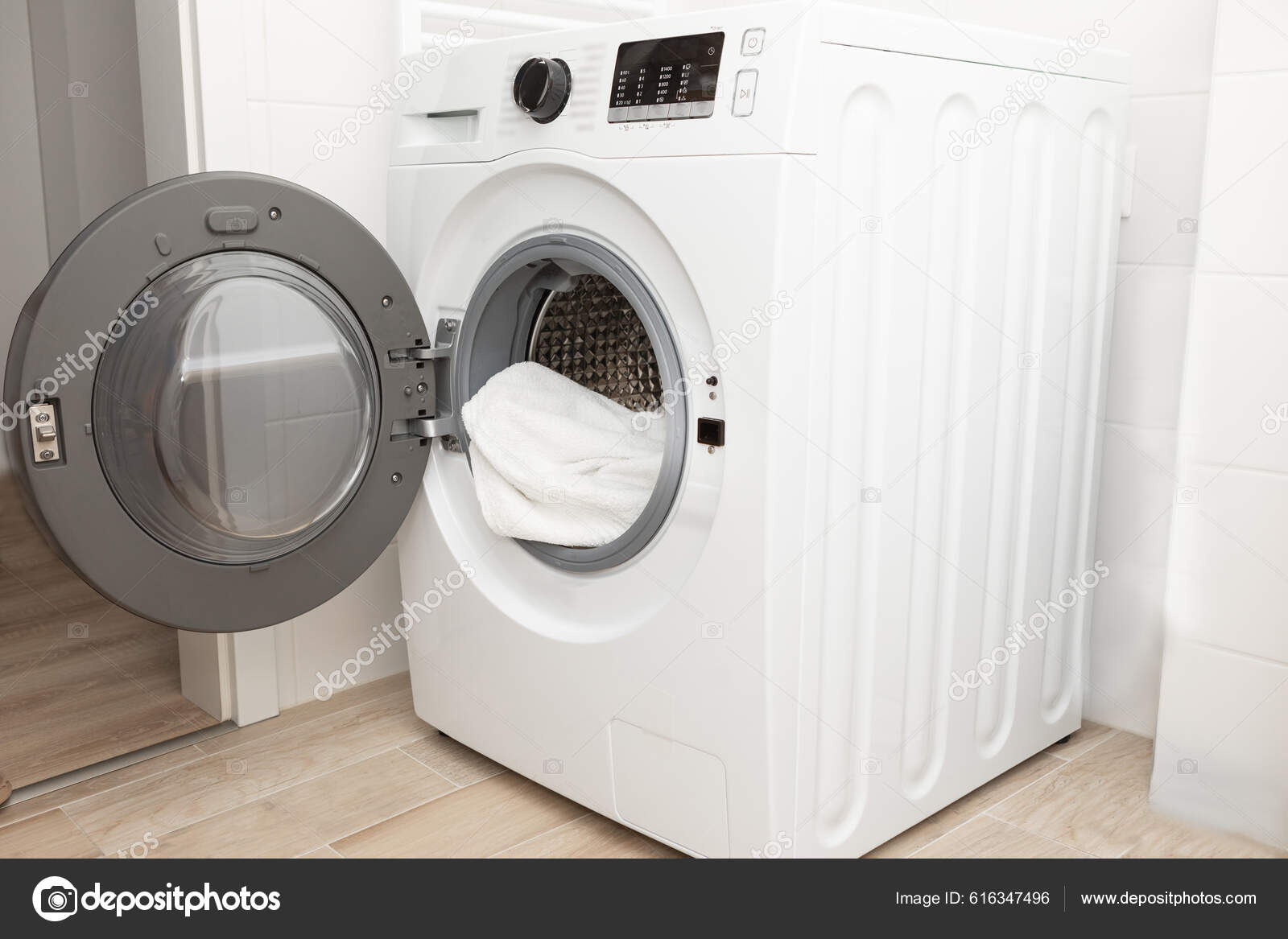 Clothes Washing Machine Background Bathroom High Quality Photo Stock ...