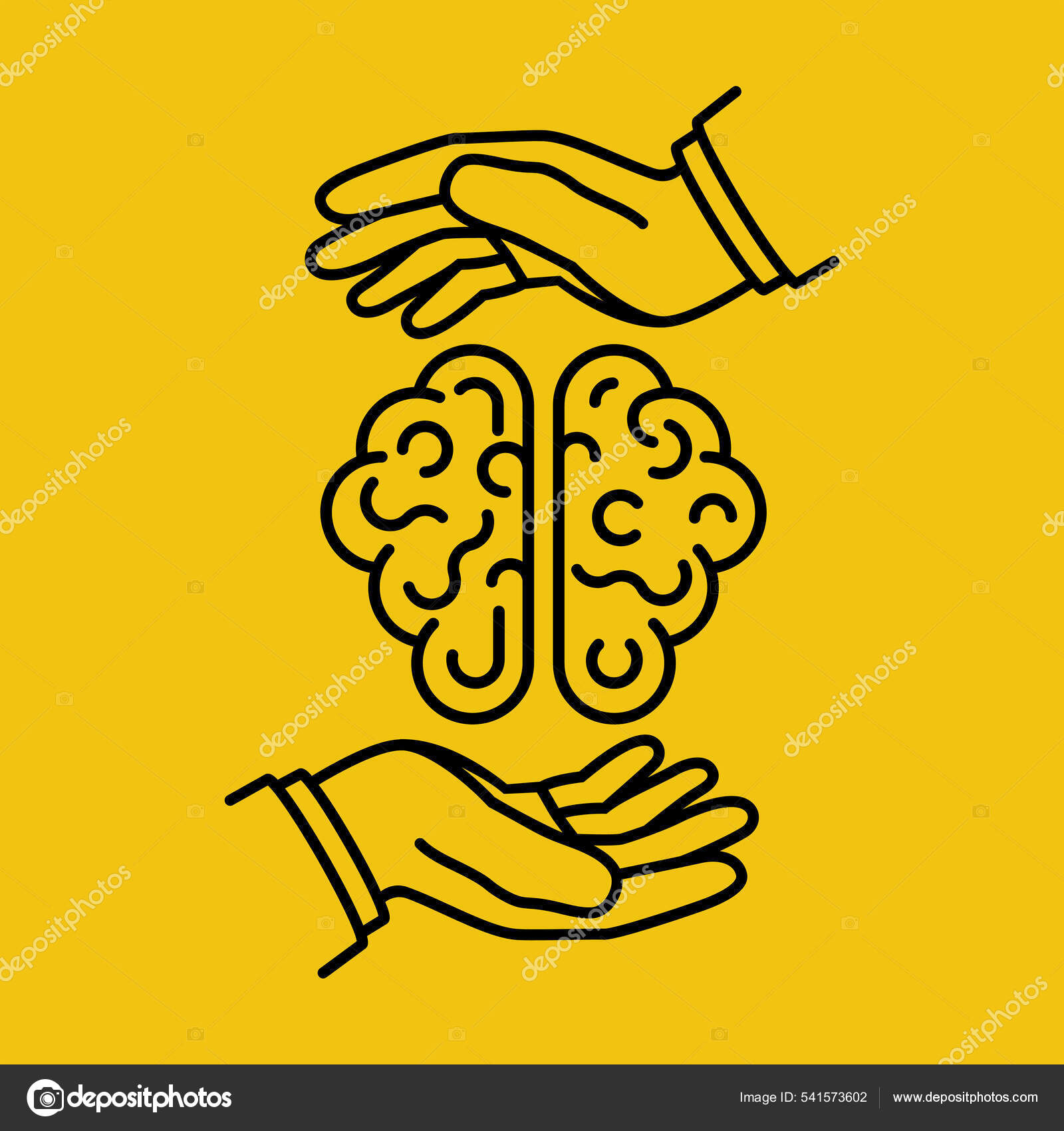 Save brain. Protection mind. Human hands protect the brain Stock Vector ...
