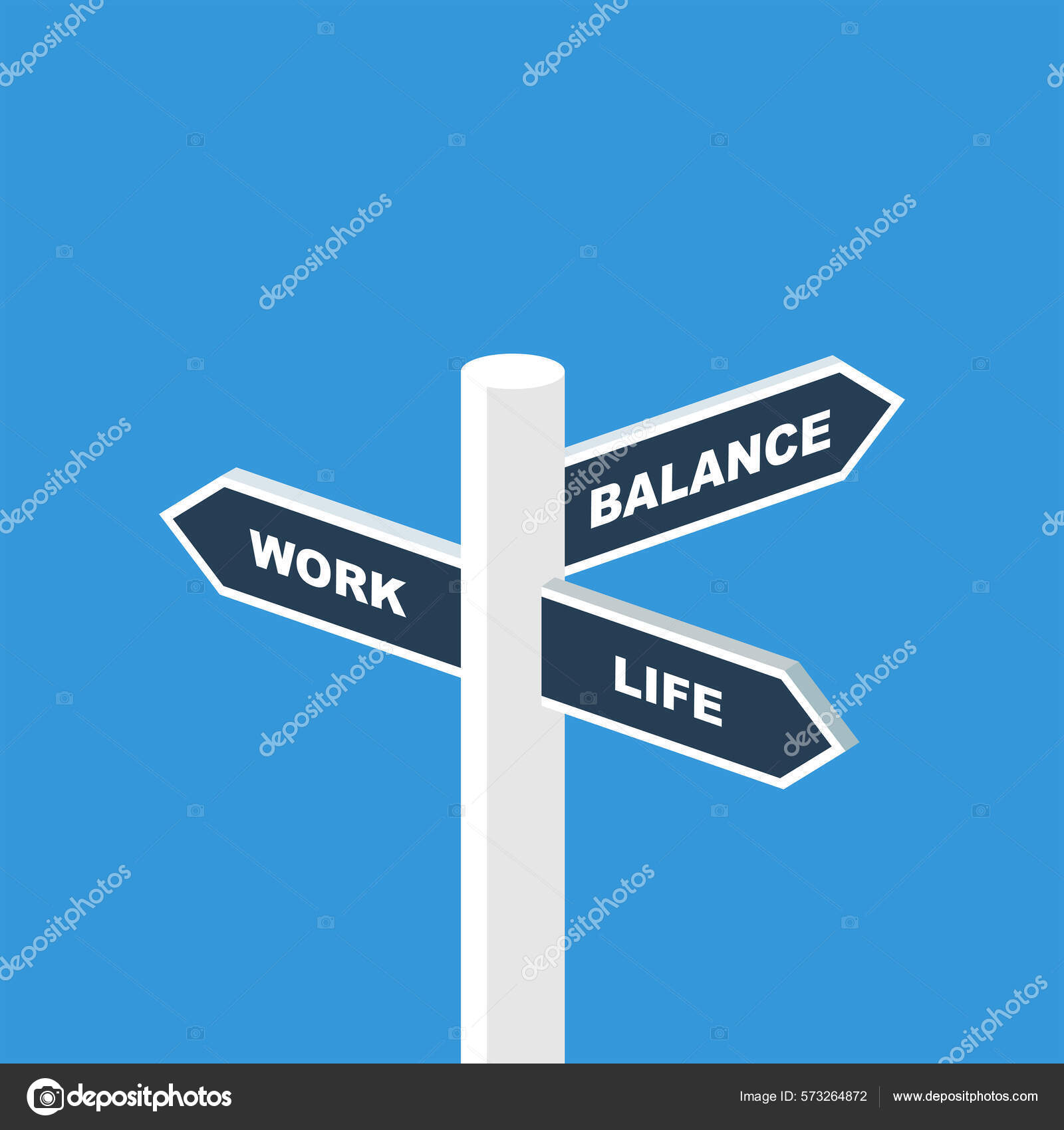 Work Life Balance Sign Shows Three Directions Vector Illustration ...