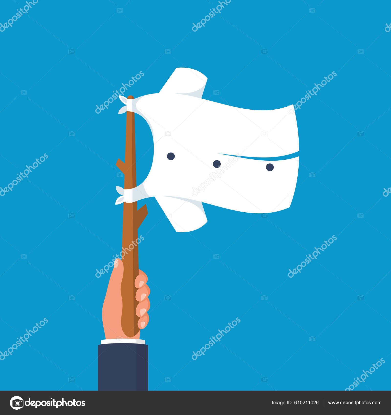 White Flag Holding Hand Flag Surrender Man Held White Cloth Stock ...