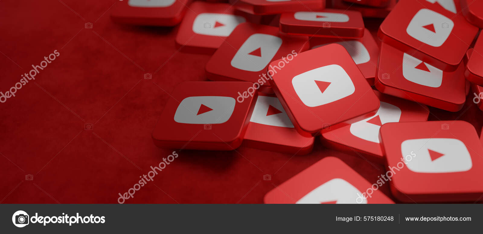 Youtube Logo Concept Banner Scattered Tiles Copyspace Illustration ...