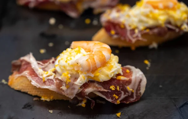 Typical snack of Basque Country and Navarre, pinchos or pinxtos, ready ...