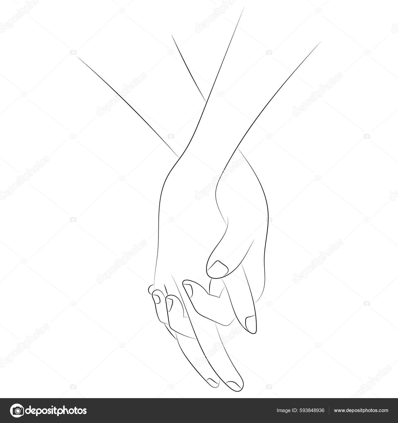 Holding Hands One Line Style Illustration Couple Holding Hands One ...