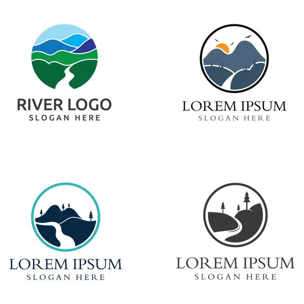 Logos de ríos, arroyos, riberas y arroyos. Logotipo del río con ...
