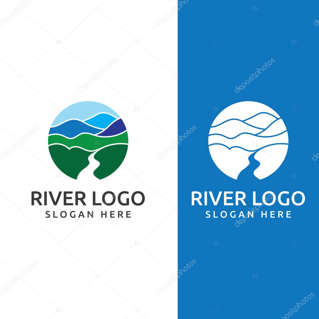 Logos de ríos, arroyos, riberas y arroyos. Logotipo del río con ...