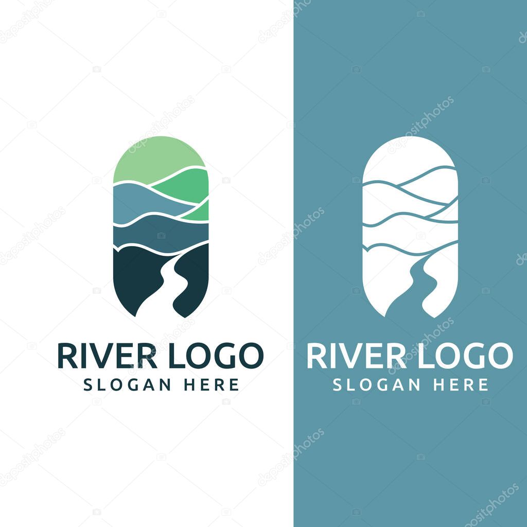 Logos de ríos, arroyos, riberas y arroyos. Logotipo del río con ...
