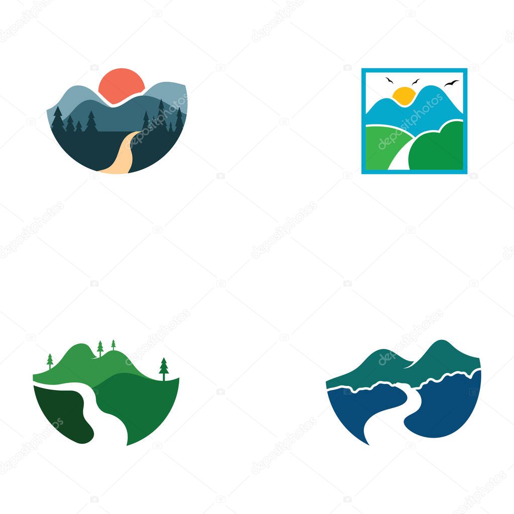 Logos de ríos, arroyos, riberas y arroyos. Logotipo del río con ...