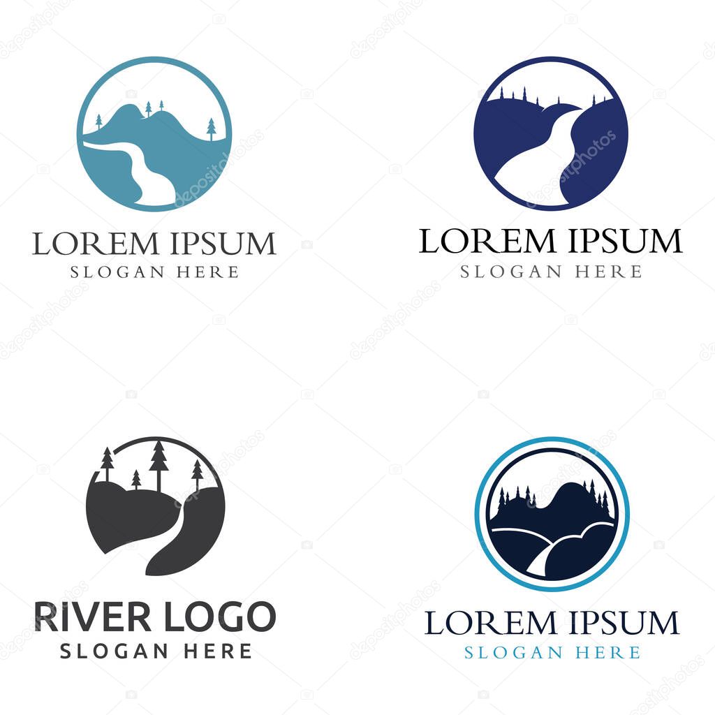 Logos de ríos, arroyos, riberas y arroyos. Logotipo del río con ...