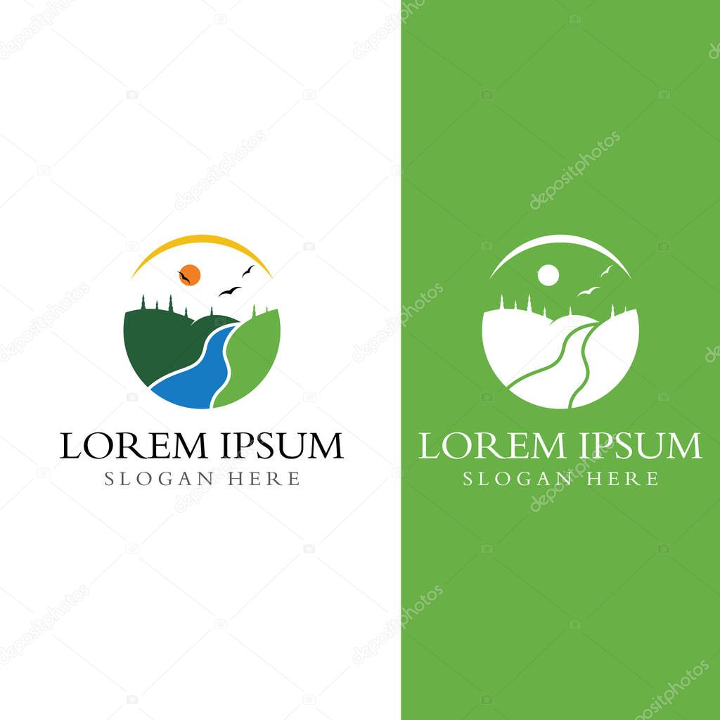 Logos de ríos, arroyos, riberas y arroyos. Logotipo del río con ...