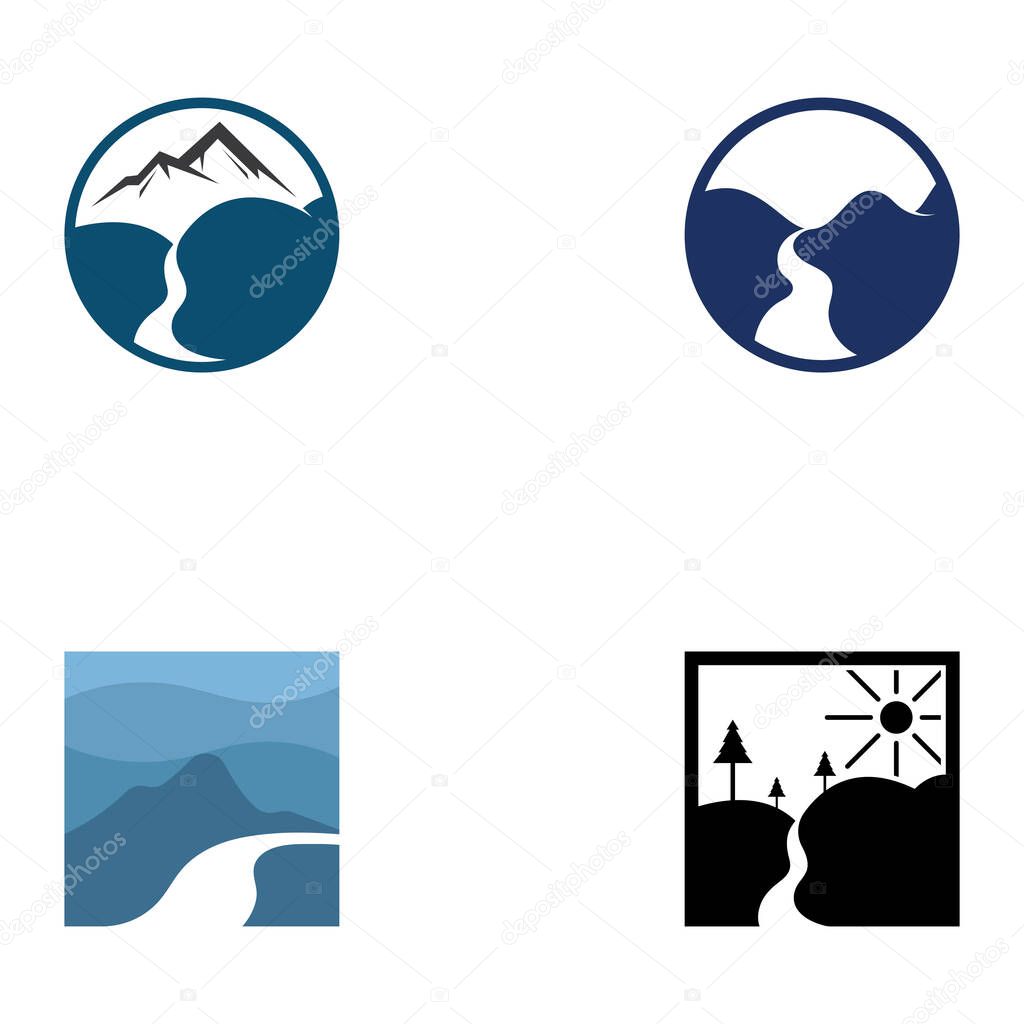 Logos de ríos, arroyos, riberas y arroyos. Logotipo del río con ...